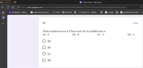 Three Numbers In An Ap Have Sum 18 Its Middle Term Is A 6 B 8 C 3