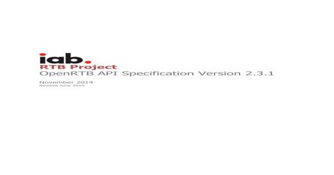 Rtb Project Openrtb Api Specification Version 23 · Rtb Project Openrtb