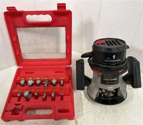 1hp Sears Craftsman Router And Set Of 12 Piece General Purpose 1 6 Shank Carbide Bits Missing