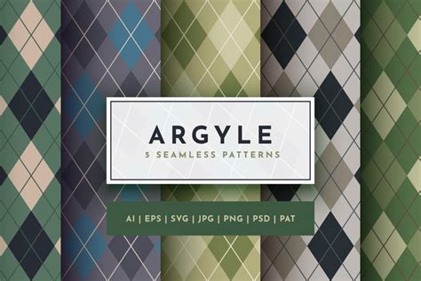 5 Seamless Military Argyle Patterns