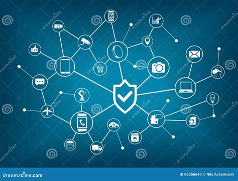 Internet Of Things Security Concept Stock Vector Illustration Of Connected Blue 62056610