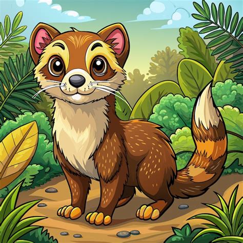 A Cartoon Illustration Of A Squirrel With A Striped Tail And A Tail