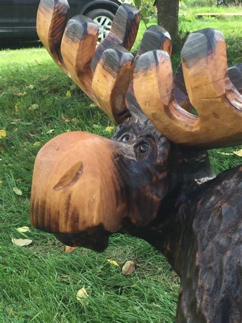 Chainsaw Carving Moose Carved Chainsaw Carved Statue Art Wood
