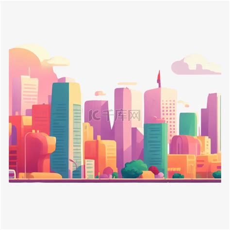 卡通手绘城市背景素材图片免费下载 千库网
