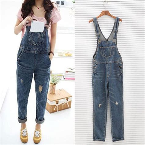 Combinaison En Jean Déchiré Pour Femmesalopette En Fibredenim Cool