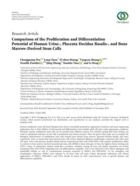 Pdf Comparison Of The Proliferation And Differentiation Potential Of