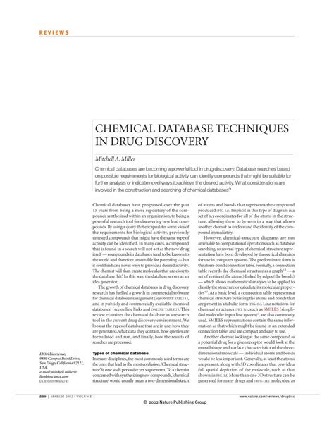 Pdf Chemical Database Techniques In Drug Discovery Dokumentips
