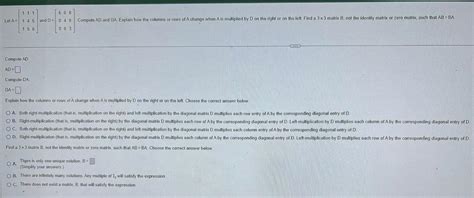 Solved Compute AD AD Compute DA Explain How The Columns Or Chegg Com