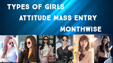 Types Of Girls Attitude Mass Entry Monthwise For Girls 😎 Youtube