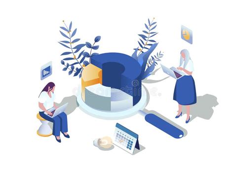 Big Data Analytics Concept 3d Isometric Web Scene Vector Illustration