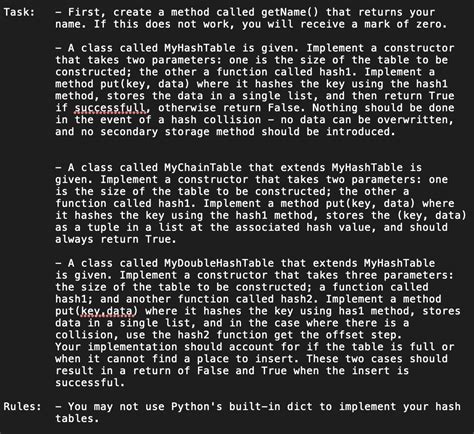 This Is A Python Question Hash Tables The Goal Of Chegg