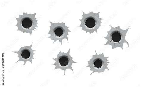 Set Of Bullet Holes Realisic Metal Single And Double Bullet Hole