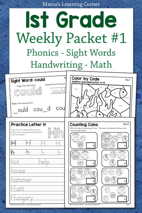 1st Grade Weekly Worksheet Packet 1 With Math And Phonics Mamas