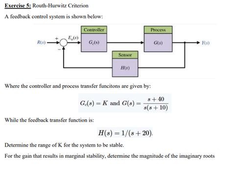 solved exercise 5 routh hurwitz criterion a feedback