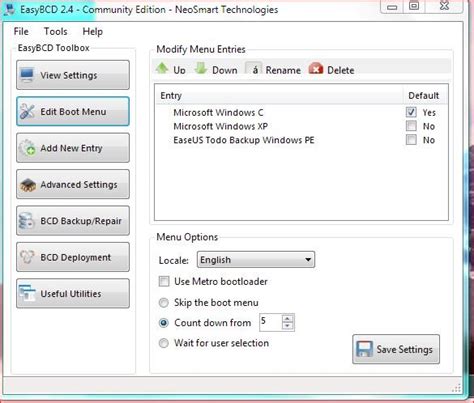 set boot partition neosmart forums