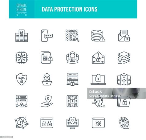 Data Protection Icons Editable Stroke Stock Illustration Download