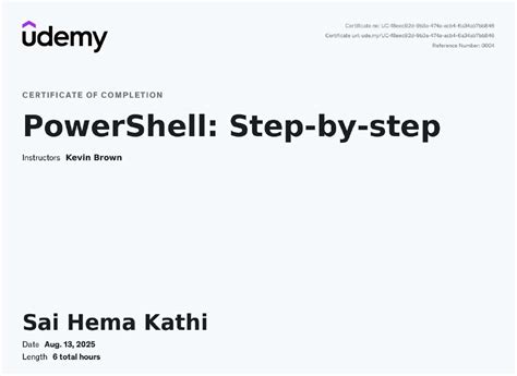 Completed Powershell Scripting And Automation Certification Sai Hema