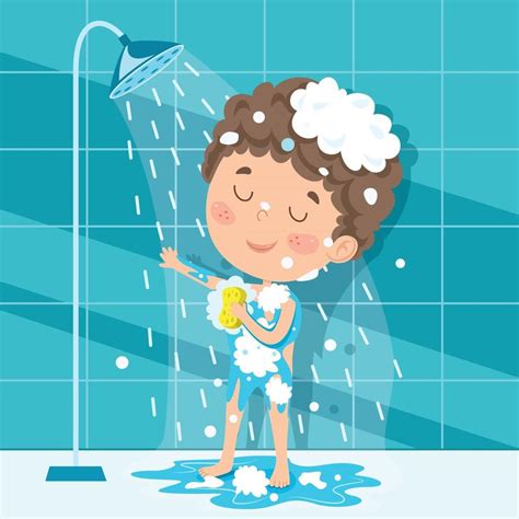 niño gracioso tomando un baño 2710647 Vector en Vecteezy