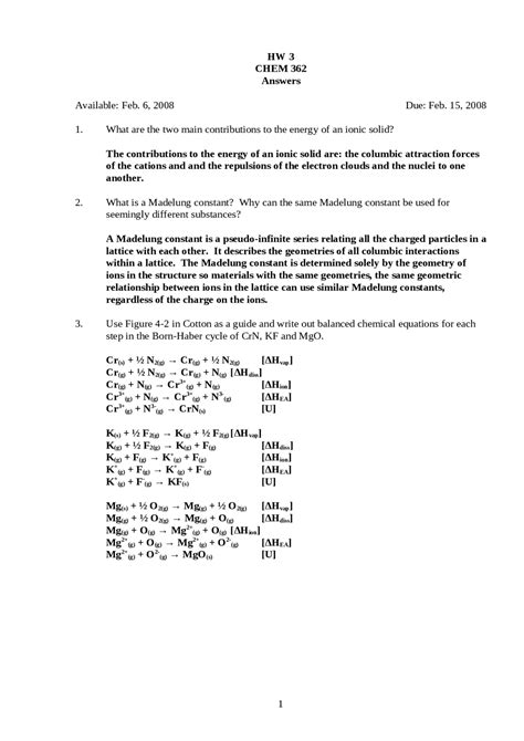 17 Problems On Description Inorganic Chemistry Assignment 3 Chem