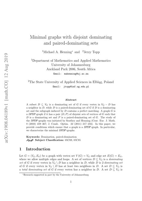 pdf minimal graphs with disjoint dominating and paired dominating sets