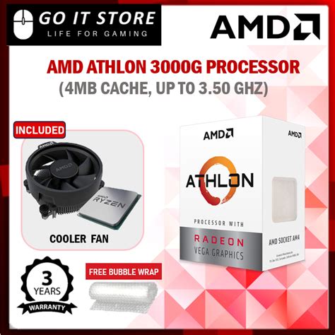 AMD Athlon 3000G BULK PACK FULL BOX AM4 Socket Desktop Processor 2 Cores 4 Thread 4M