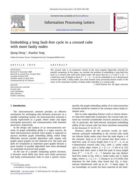 PDF Embedding A Long Fault Free Cycle In A Crossed Cube With More Faulty Nodes DOKUMEN TIPS