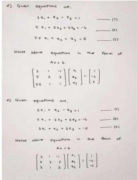 Solved Using These Matrices Written In Ax B Form Find