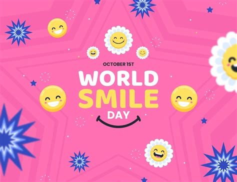 Fondo plano del día mundial de la sonrisa Vector Premium