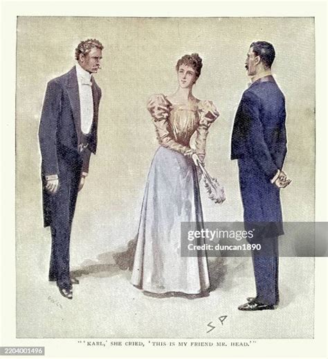Victorian Upper Class Fashion Men And Woman Dressed For An Evening
