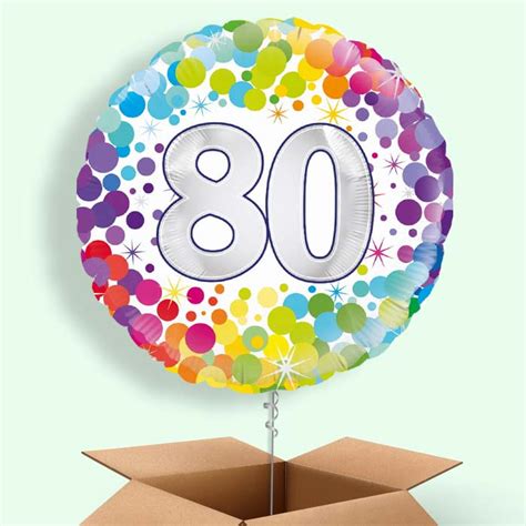 Rainbow 80th Birthday Balloon In A Box Party Save Smile
