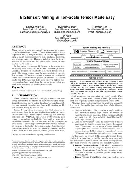 Pdf Bigtensor Mining Billion Scale Tensor Made Easy