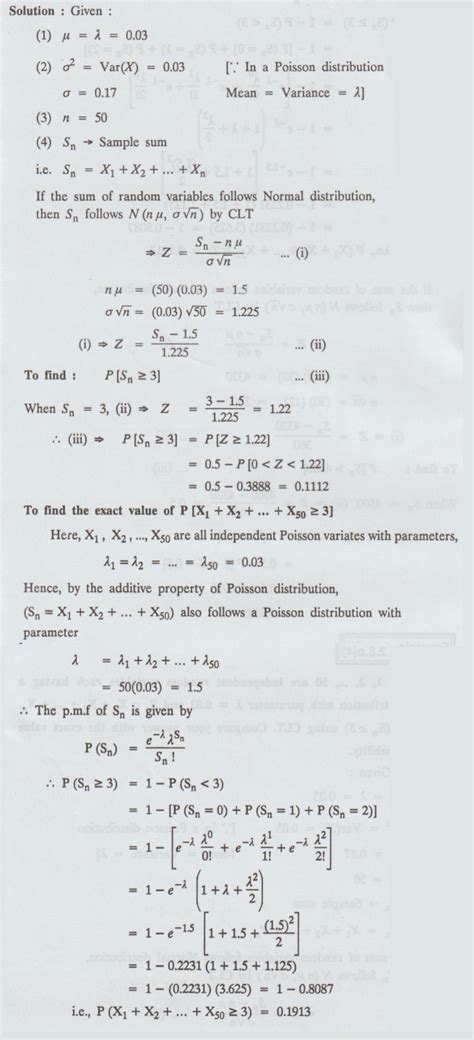 Central Limit Theorem Example Solved Problems Two Dimensional Random Variables