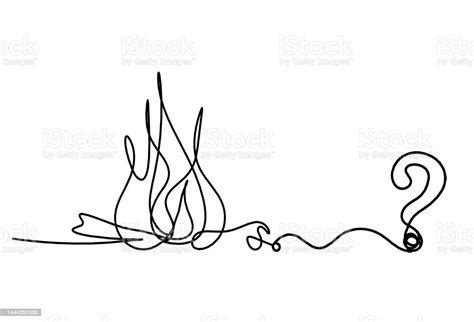 Feu Abstrait Avec Point Dinterrogation Comme Dessin Au Trait Sur Fond