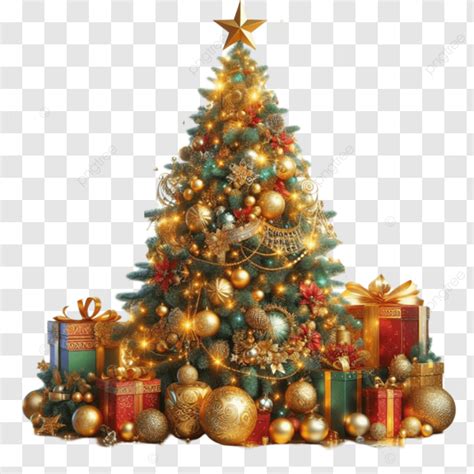 투명한 배경에 선물이 있는 3d 녹색 장식된 크리스마스 트리 투명한 배경에 선물이 있는 3d 녹색 장식된 크리스마스 트리 녹색으로 장식된 크리스마스 트리와 선물
