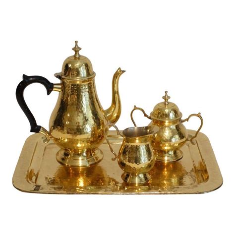 Vintage Brass Coffee Set With Tray