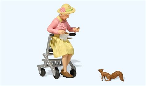 Preiser 44945 Alte Dame mit Rollator Eichhörnchen fütternd