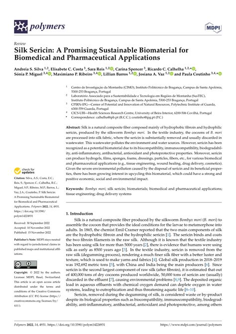 Pdf Silk Sericin A Promising Sustainable Biomaterial For Biomedical