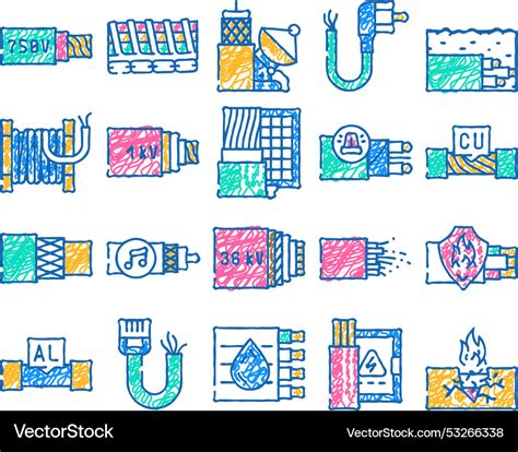 cable wire electrical system icon hand drawn vector image