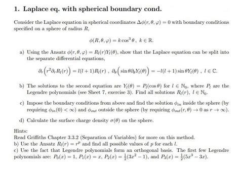 solved 1 laplace eq with spherical boundary cond consider