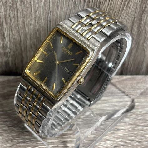 Gray Two Tone Vintage Seiko Tank Mens Watch Fully Depop