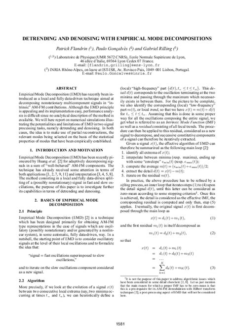 Pdf Detrending And Denoising With Empirical Mode Decompositions