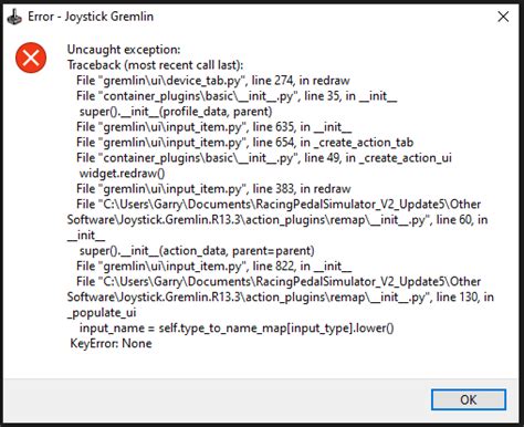 Uncaught Exception Traceback · Issue 368 · Whitemagicjoystickgremlin