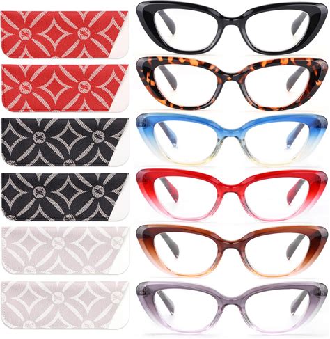 Eyeurl 4 Pack Reading Glasses For Women Fashion Cat Eye Blue Light Blocking Readers