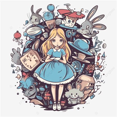 Alice In Wonderland Vector Sticker Clipart Alice In Wonderland Digital Art Cartoon Sticker