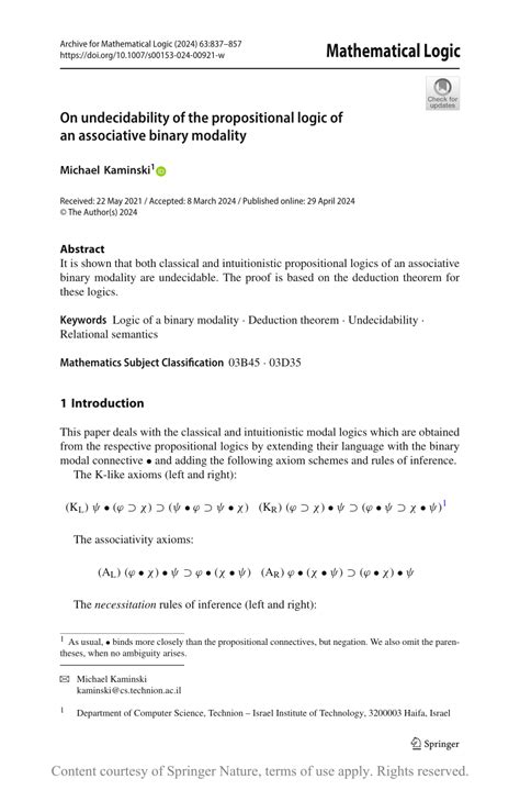 pdf on undecidability of the propositional logic of an associative
