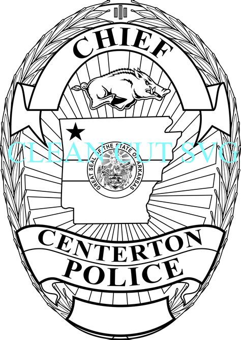 Artstation Centerton Chief Police Arkansas Badge Vector File Black White Vector Outline Or