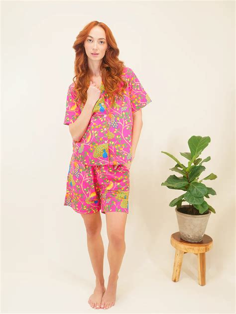 Denise Rae Fearless Peacock Short Sleep Set Pink British Isles