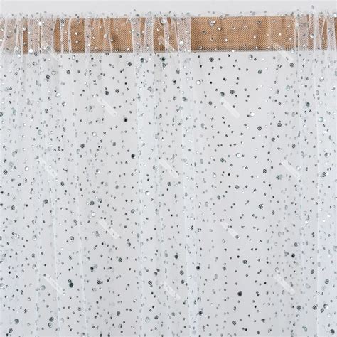 Uneven Small Size Beaded White Soft Tulle Mesh Fabric Oneyard