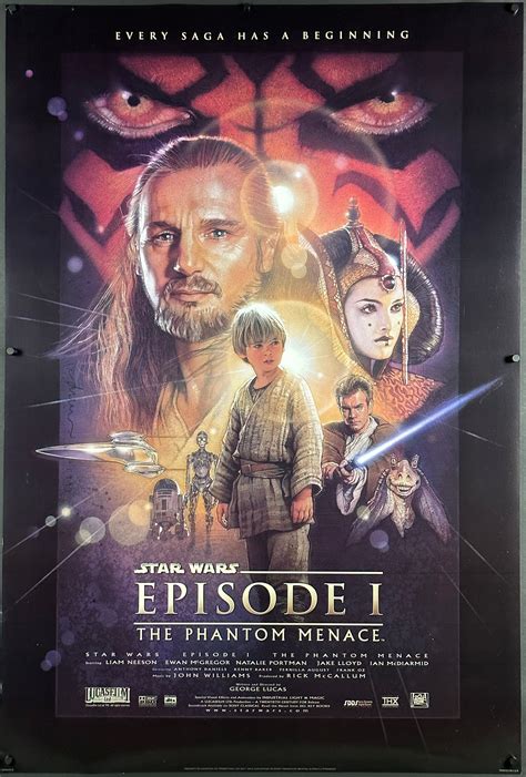 Star Wars Episode I The Phantom Menace Vintage Us One Sheet Cast St