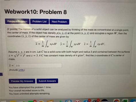 solved webwork10 problem 8 previous problem problem list